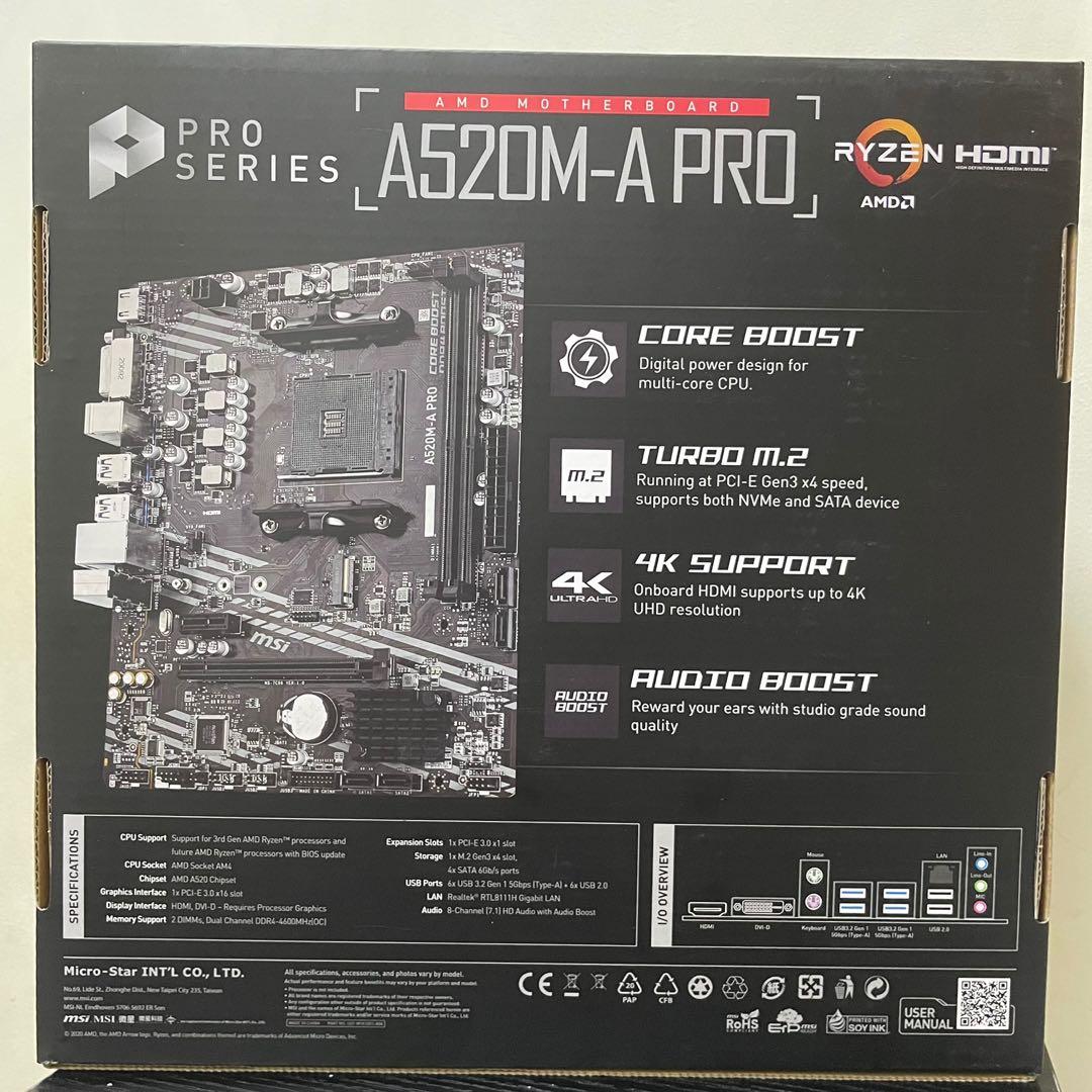 MSI A520M-A PRO Motherboard, Computers & Tech, Parts & Accessories ...
