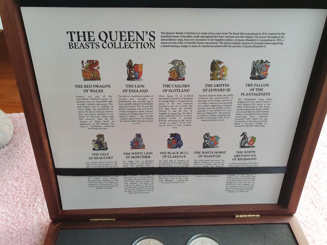 Queens Beast 0.9999 2oz 11 coin full set with wooden presentation box ...