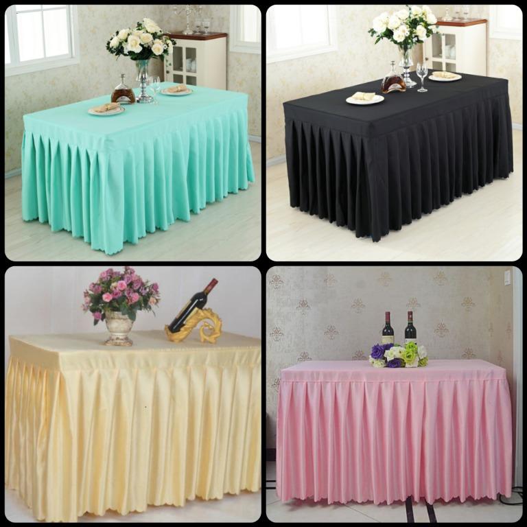Table Skirting Linen Cover Cloth Colors Colours Skirt Fabric Satin ...
