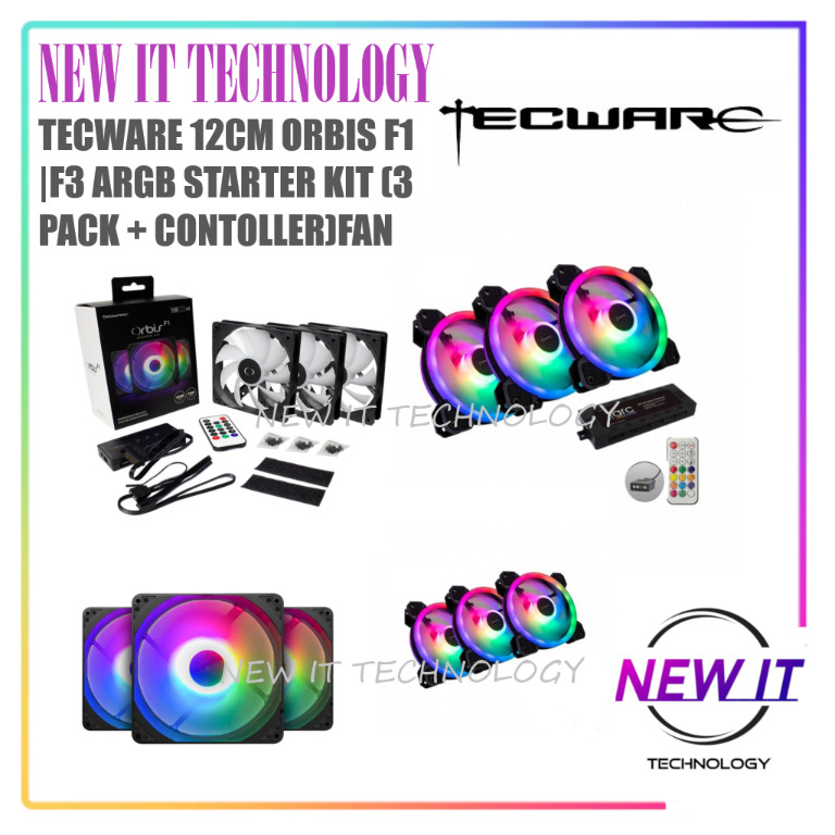 TECWARE 12CM ORBIS F1|F3 ARGB STARTER KIT (3 PACK + CONTOLLER) FAN ...