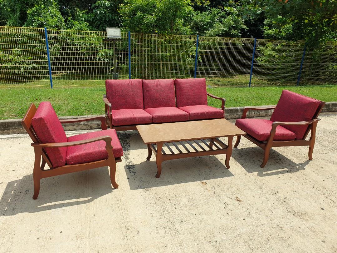 Vintage Pak Awang Wooden Sofa Set, Furniture & Home Living, Furniture ...