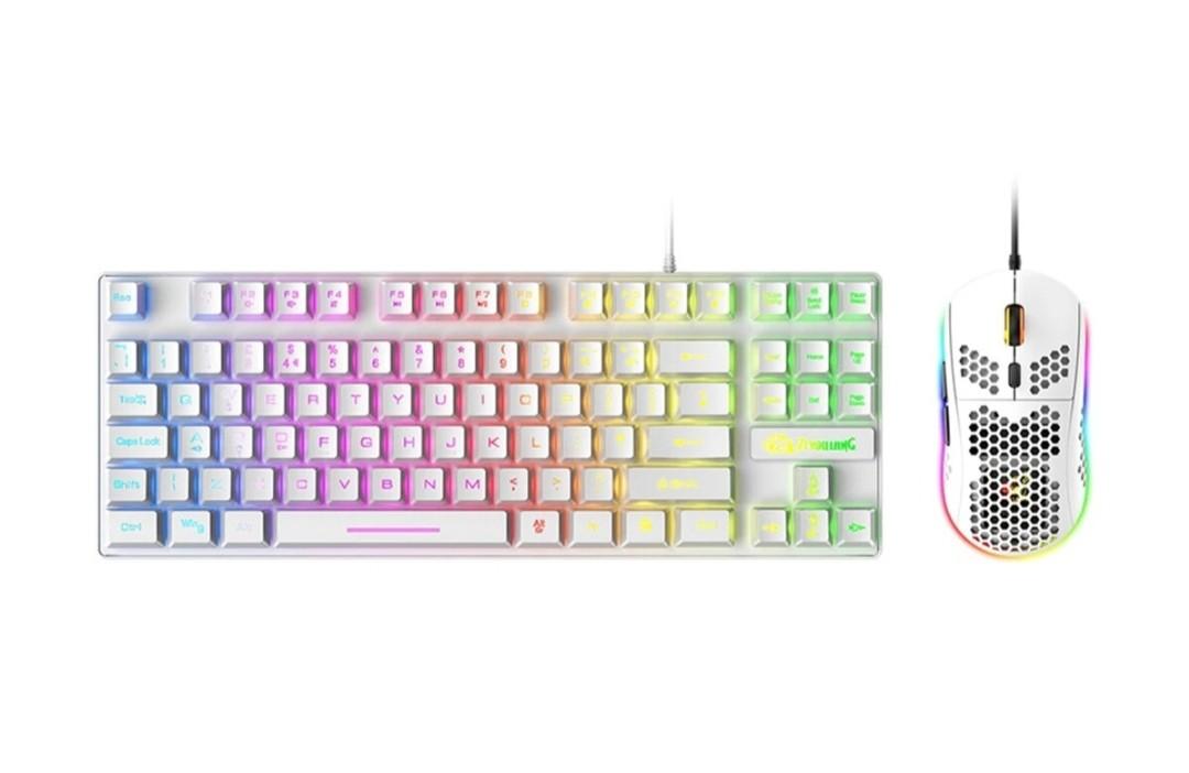 ZIYOULANG T2 Wired Keyboard & Mouse Set 88 Keys RGB Backlight Gaming ...