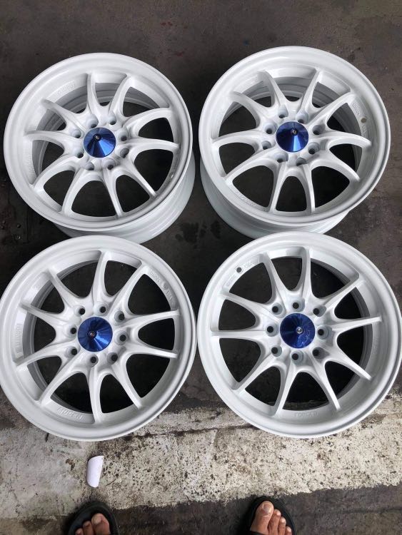 14” Mugen MF10 design White mags 4Holes pcd 100-114 Bnew, Car Parts ...