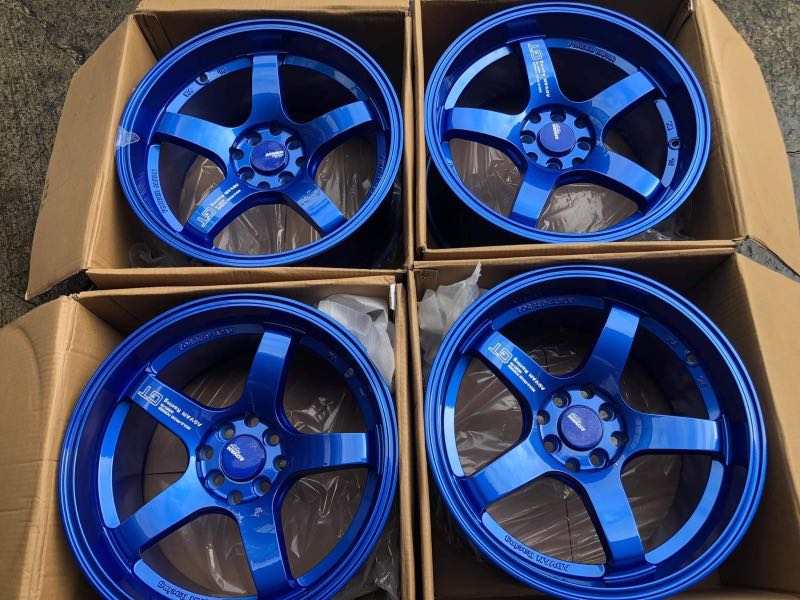 17” Advan GT Design blue Mags 4Holes pcd 100-114 Bnew, Car Parts ...