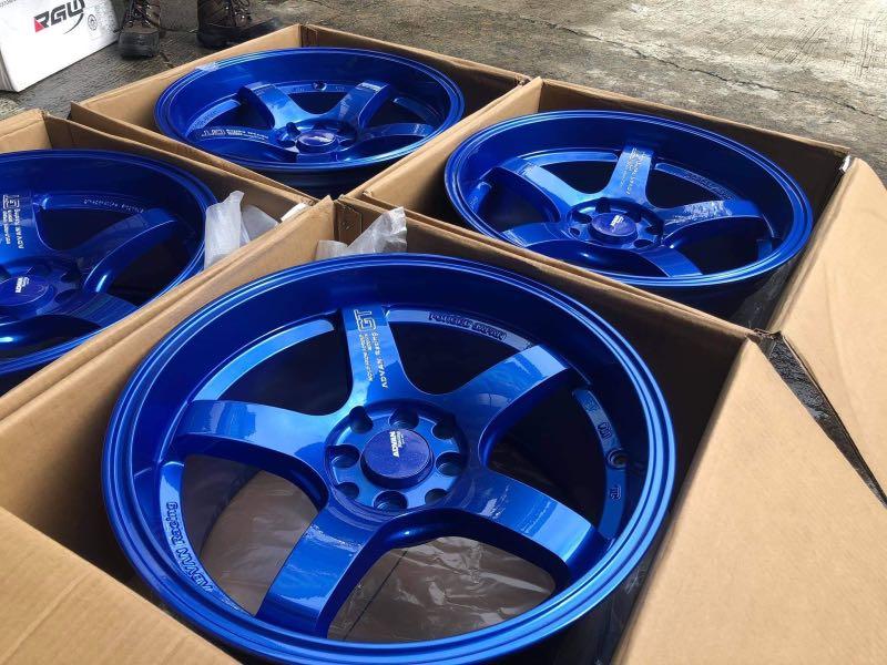 17” Advan GT Design blue Mags 4Holes pcd 100-114 Bnew, Car Parts ...