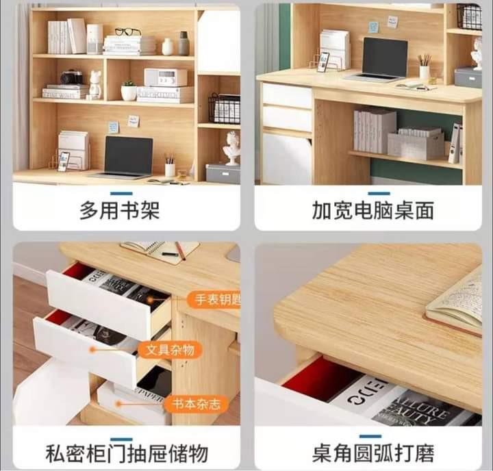 BIG SIZE COMPUTER TABLE WITH SHELVES & DRAWER, Furniture & Home Living ...