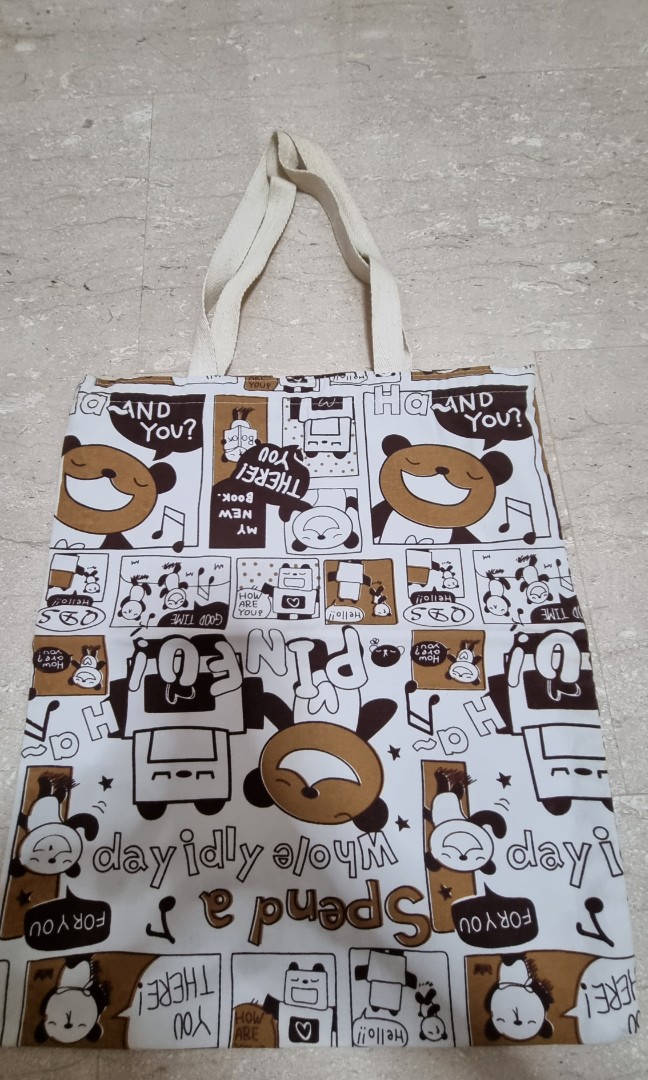 Cartoon Tote Bag with Zip, Women's Fashion, Bags & Wallets, Tote Bags ...