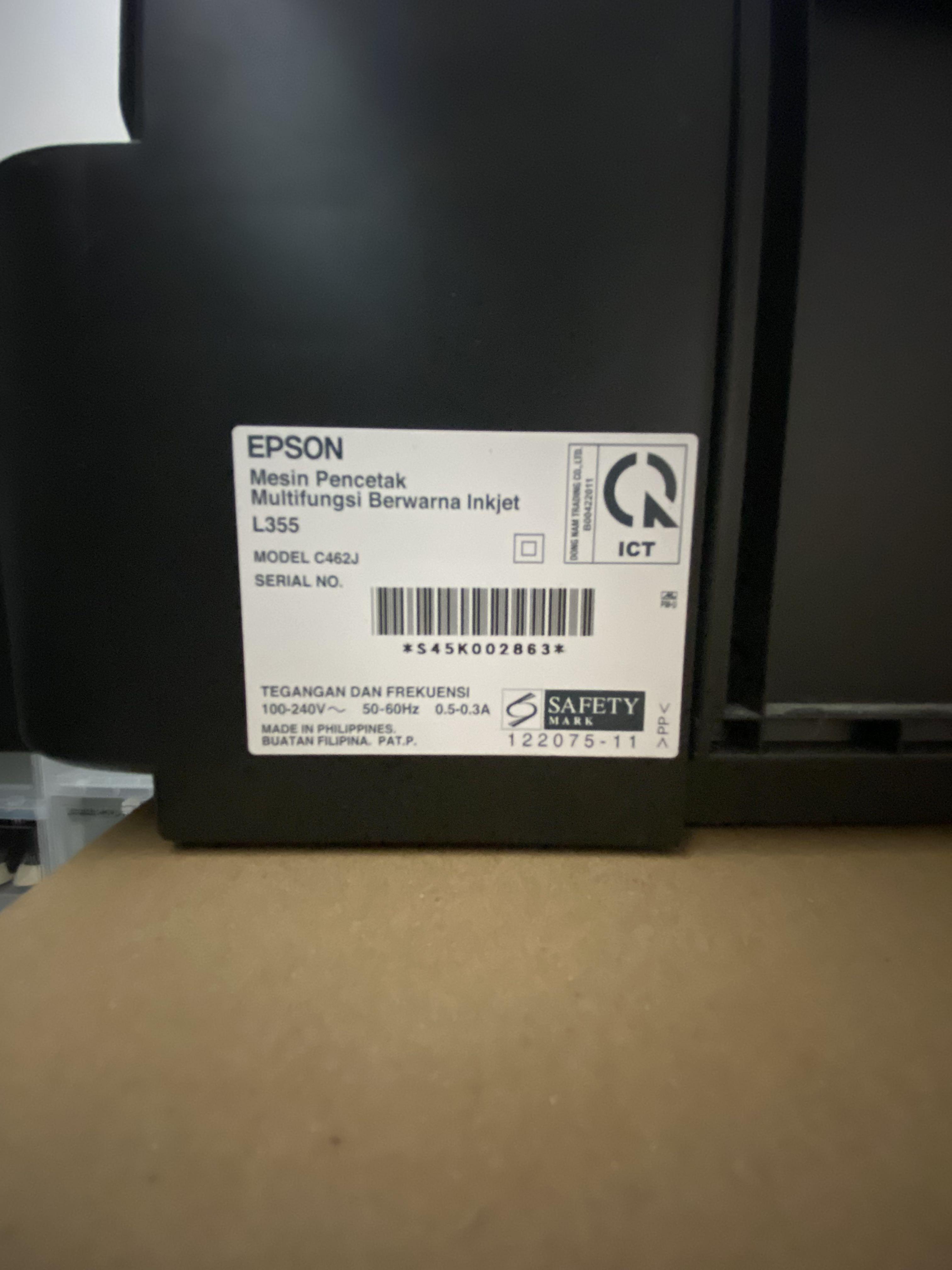 Epson 3 in 1 Printer L355 Model C462J, Computers & Tech, Printers ...