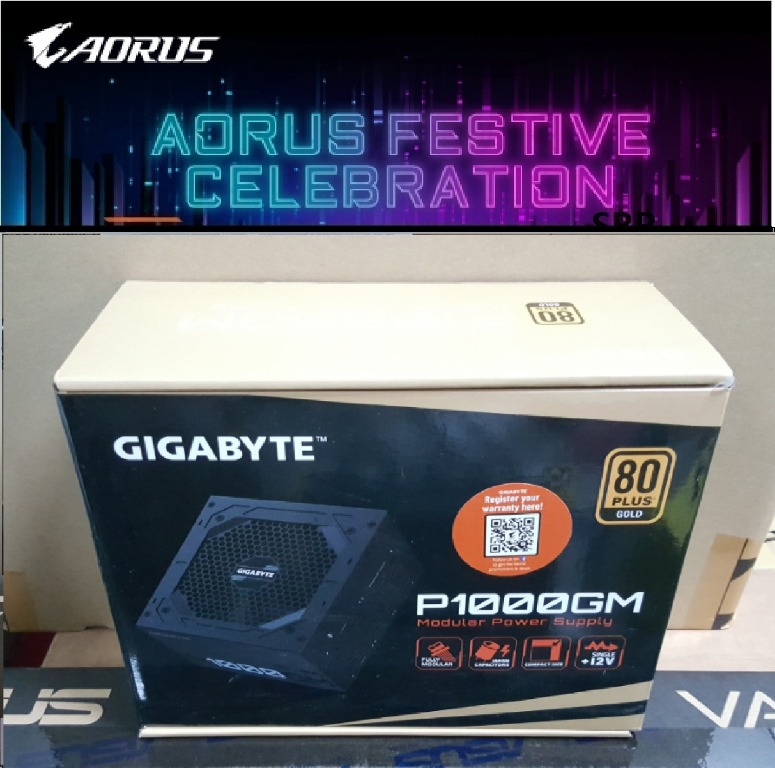 GIGABYTE P1000GM ATX 12V v2.31, 1000W PSU,80PLUS GOLD Full Modular(5Y ...