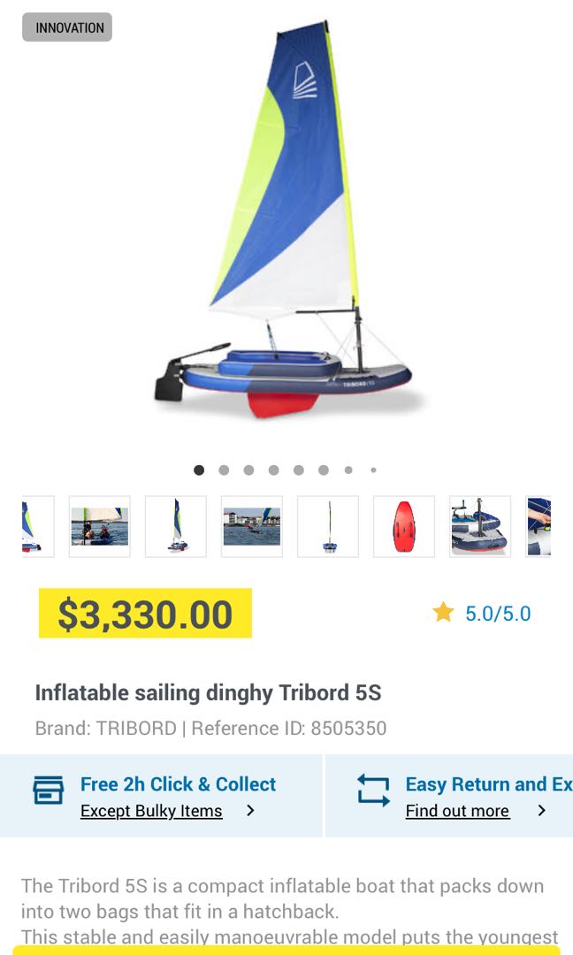 Inflatable Sailing dinghy, Hobbies & Toys, Toys & Games on Carousell