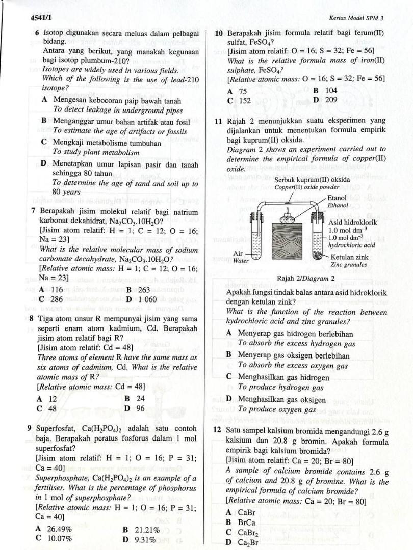 KERTAS MODEL SPM KIMIA (BILINGUAL), Hobbies & Toys, Books & Magazines ...