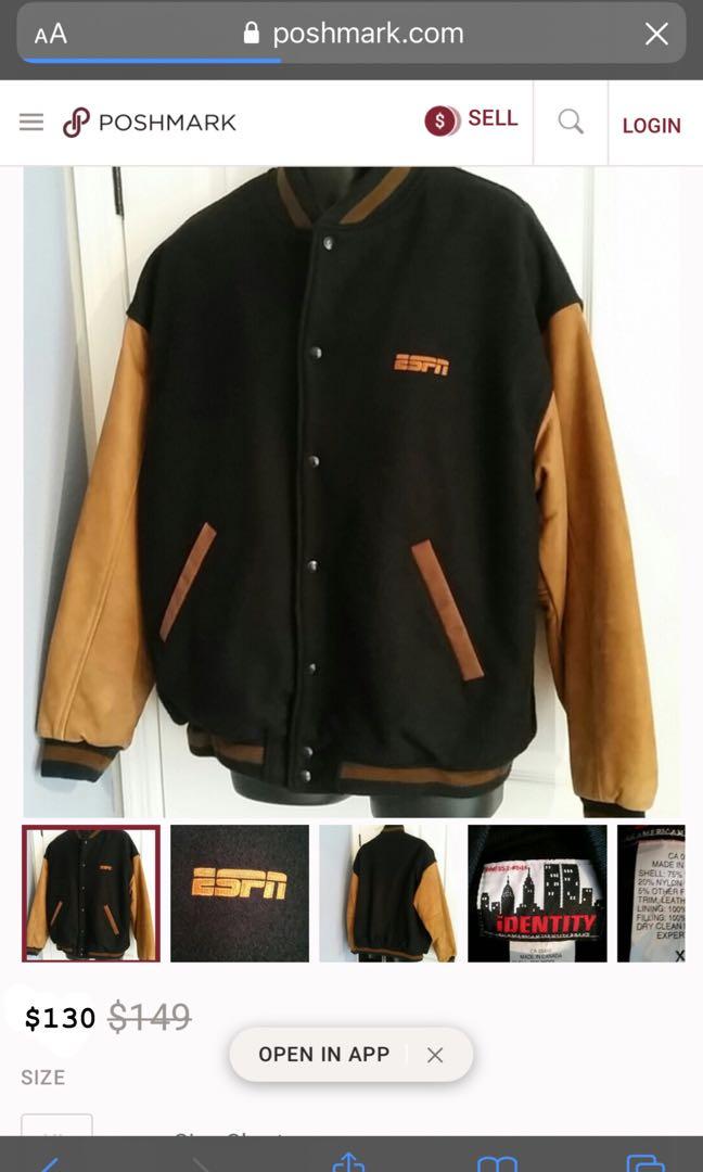 Leather ESPN varsity jacket letterman style, Men's Fashion, Coats ...