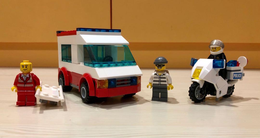 LEGO Ambulance and Police Motorbike from LEGO City 60023 set, Hobbies ...