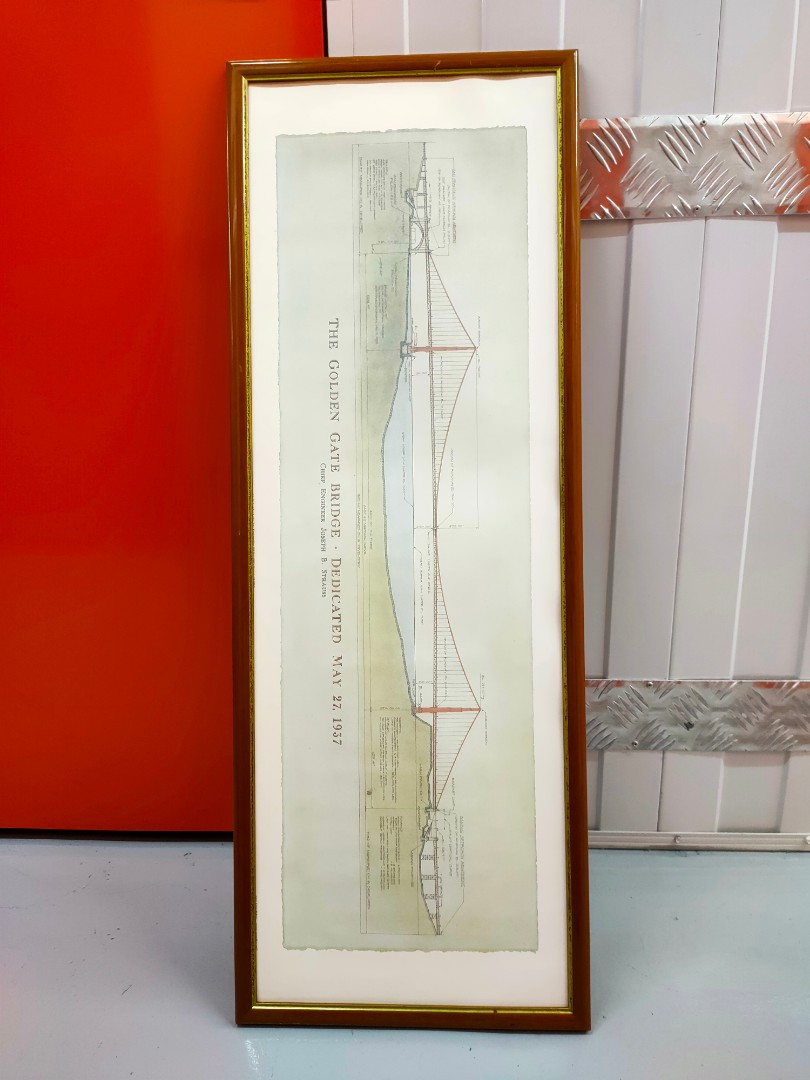 Print of the Golden Gate Bridge Engineering Drawing, Furniture & Home ...