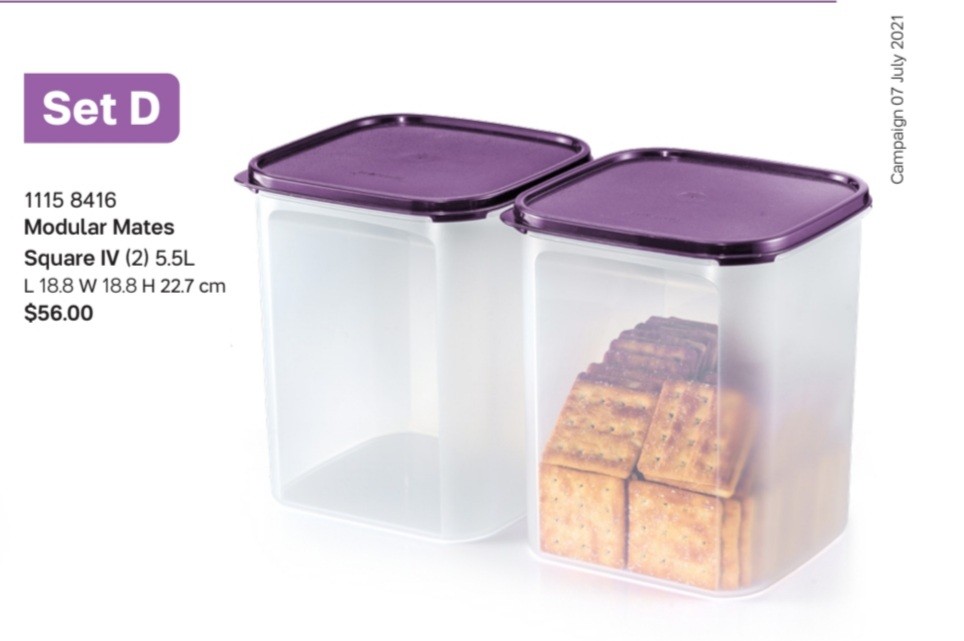 Tupperware Modular Mates Square 4L and 5.5L, Furniture & Home Living ...