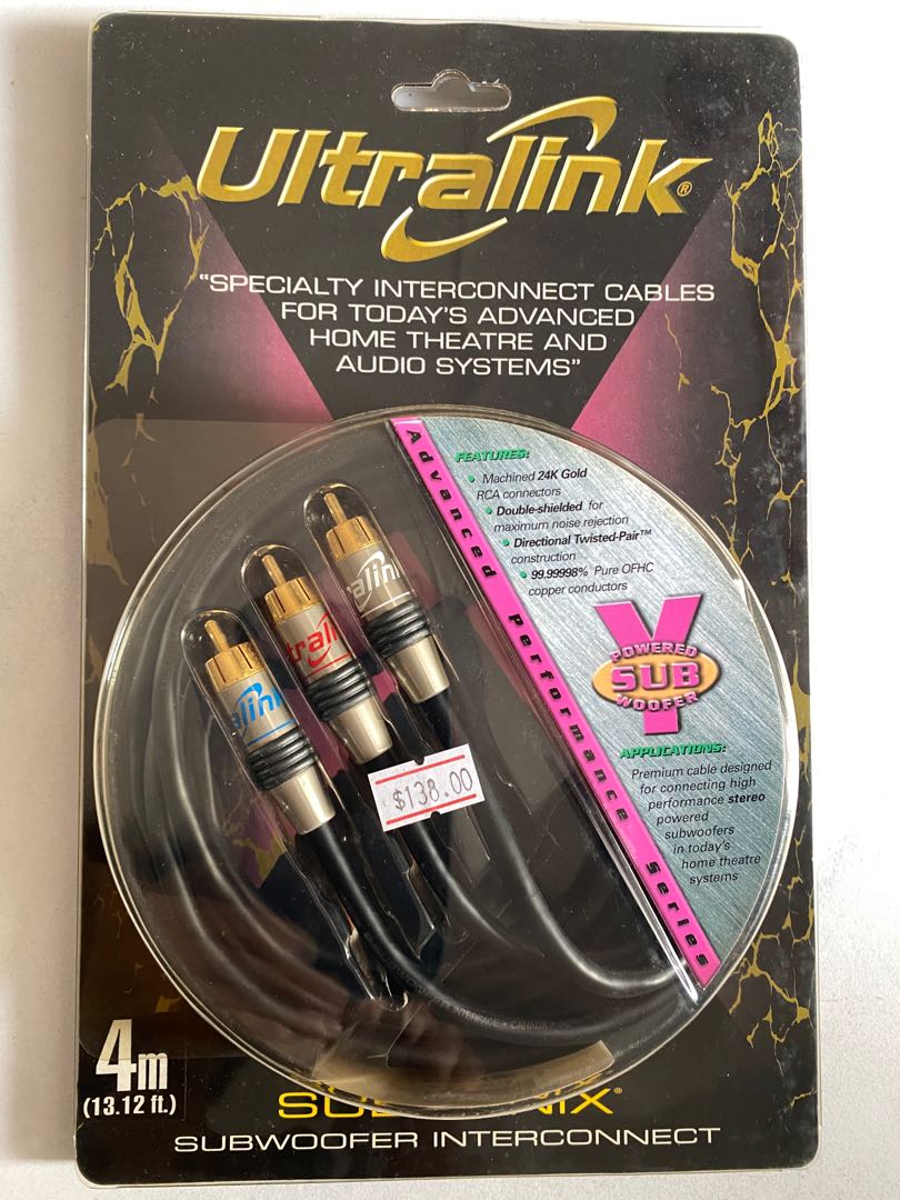 Ultralink Subwoofer Interconnect audio cable 4m, Audio, Other Audio ...
