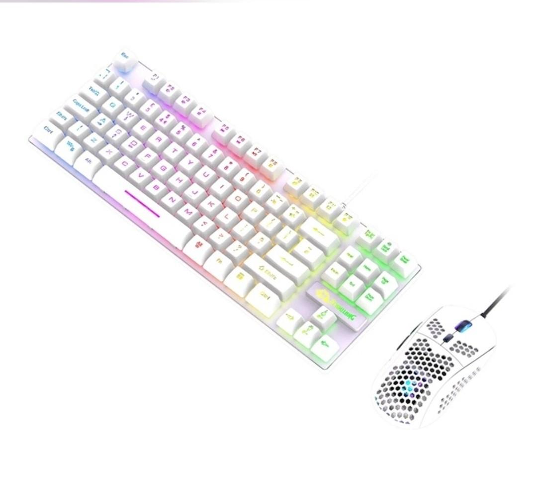 ZIYOULANG T2 Wired Keyboard & Mouse Set 88 Keys RGB Backlight Gaming ...