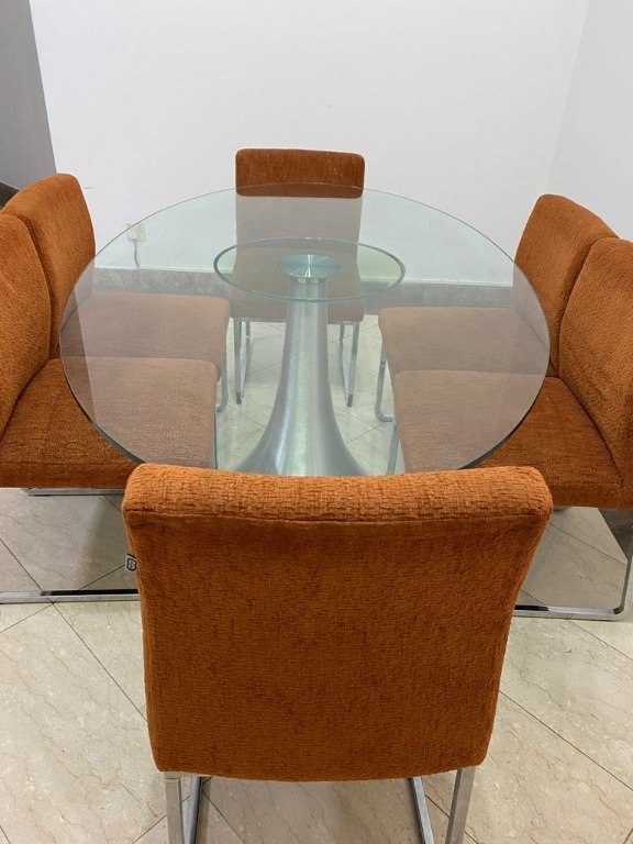 Must Sell!! Cellini Designer 6 Seater Glass Dining Table, Furniture ...