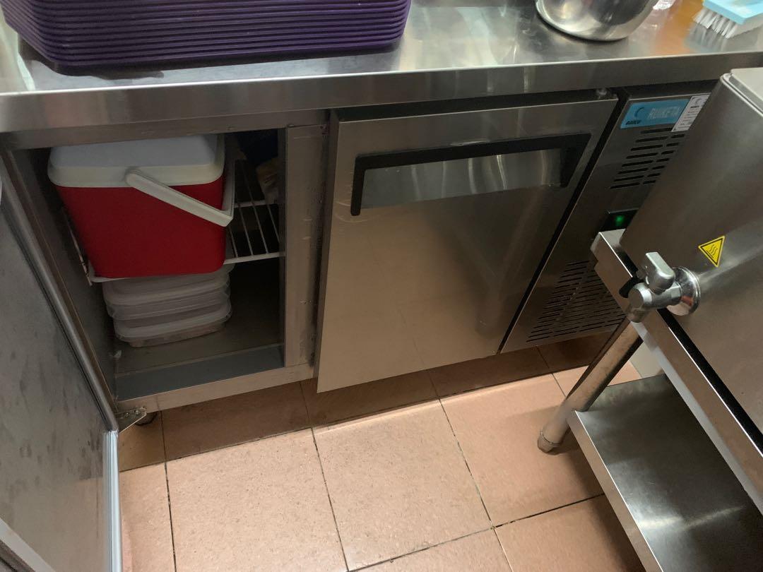 Display Cabinet with stainless steel stall with fridge side stainless ...