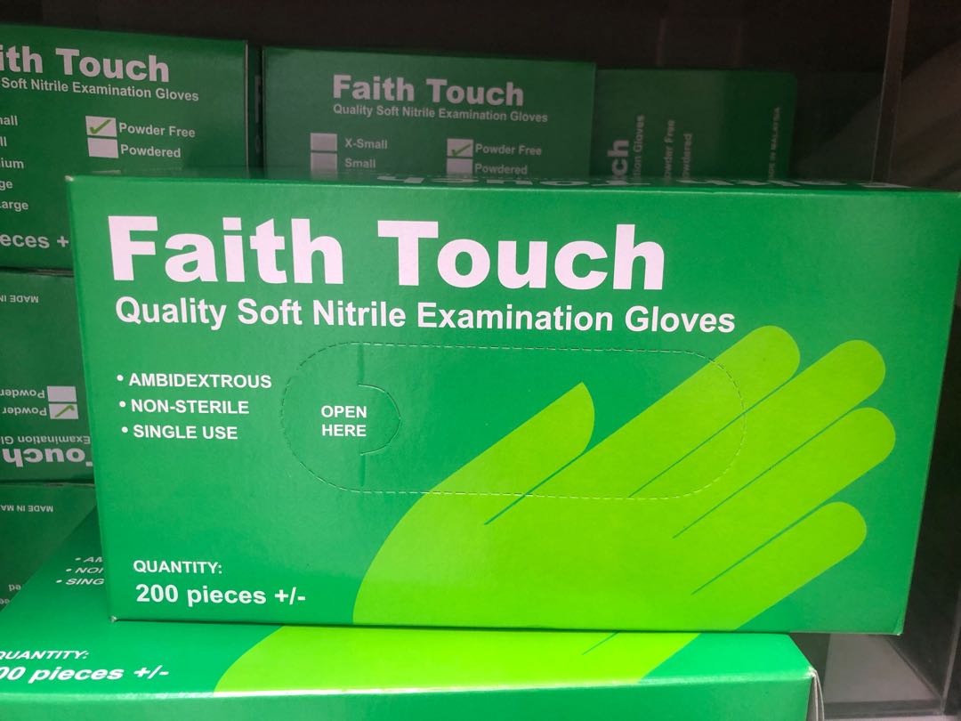 Faith Touch - Nitrile Gloves (M), Beauty & Personal Care, Sanitary ...