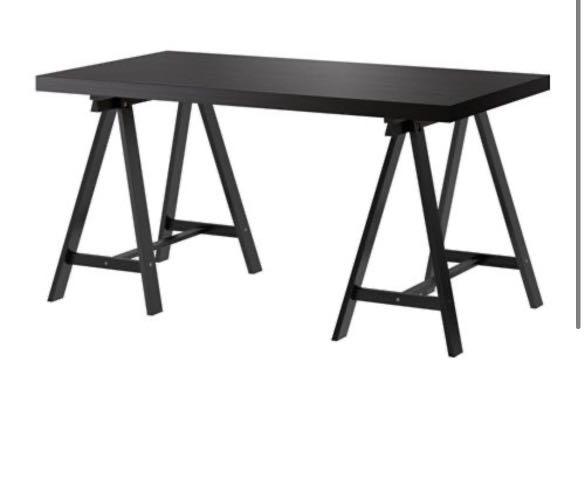 Ikea black trestle display table, Furniture & Home Living, Furniture ...