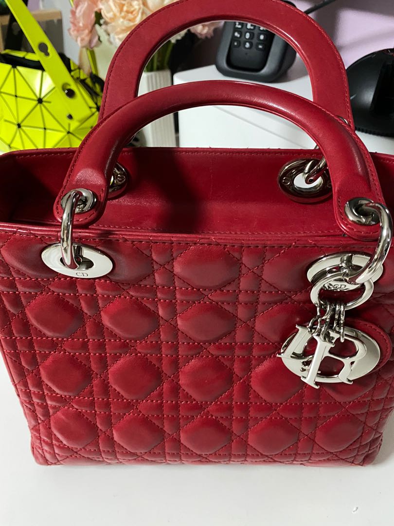 Lady Dior Rouge Authentic, Women's Fashion, Bags & Wallets, Shoulder ...