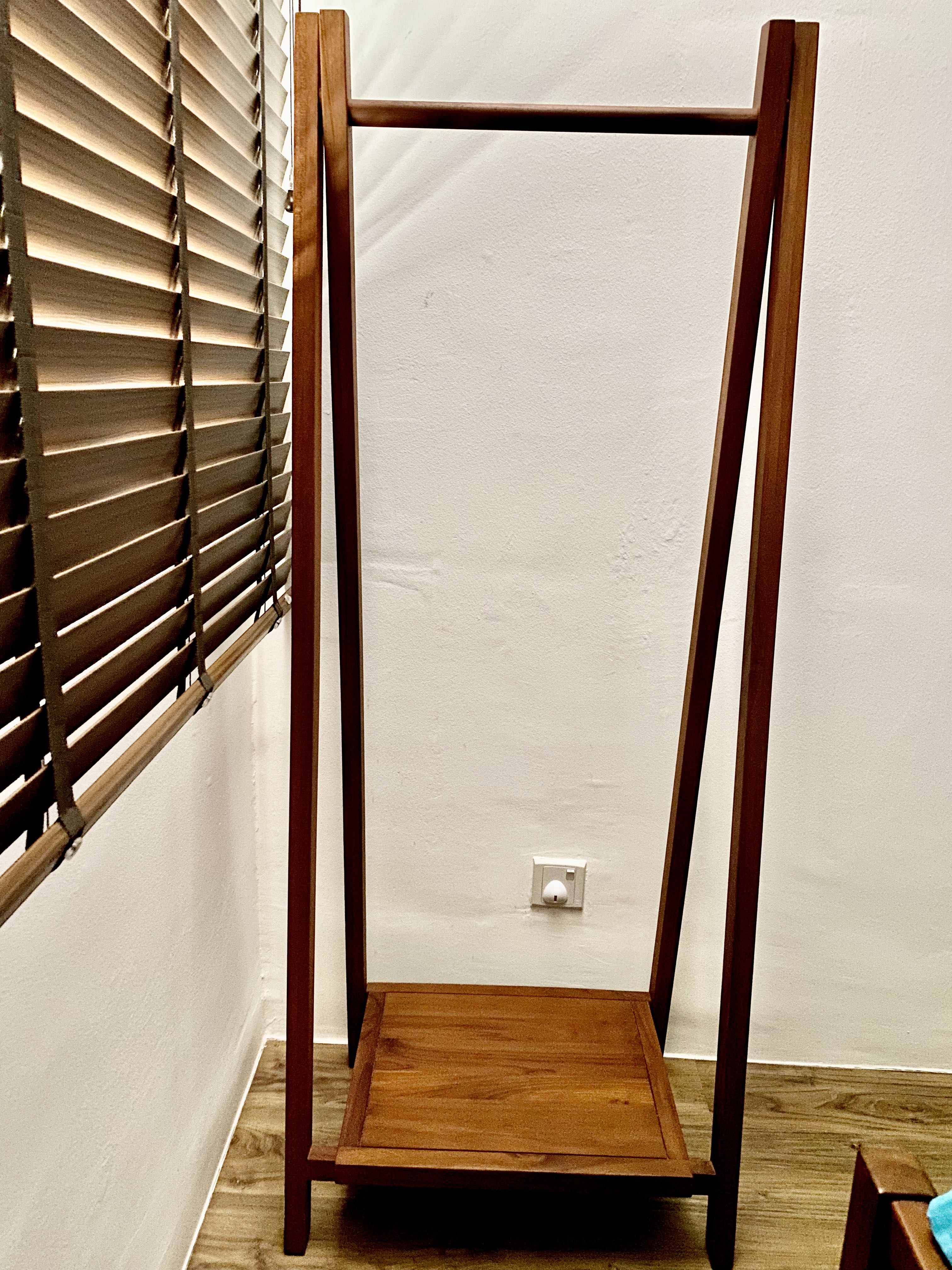 Scanteak clothes rack with bottom shelf **teak wood**, Furniture & Home ...