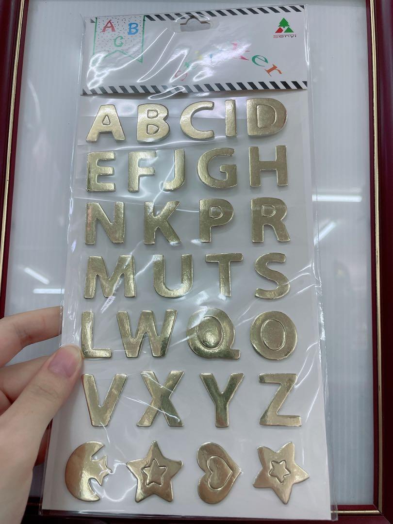 Sticker alphabet gold / silver sticker huruf, Buku & Alat Tulis, Alat ...