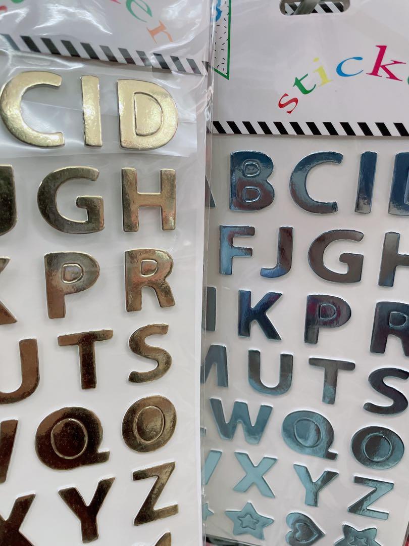 Sticker alphabet gold / silver sticker huruf, Buku & Alat Tulis, Alat ...