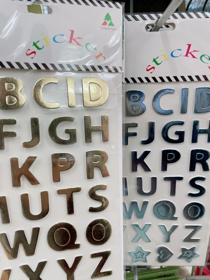 Sticker alphabet gold / silver sticker huruf, Buku & Alat Tulis, Alat ...