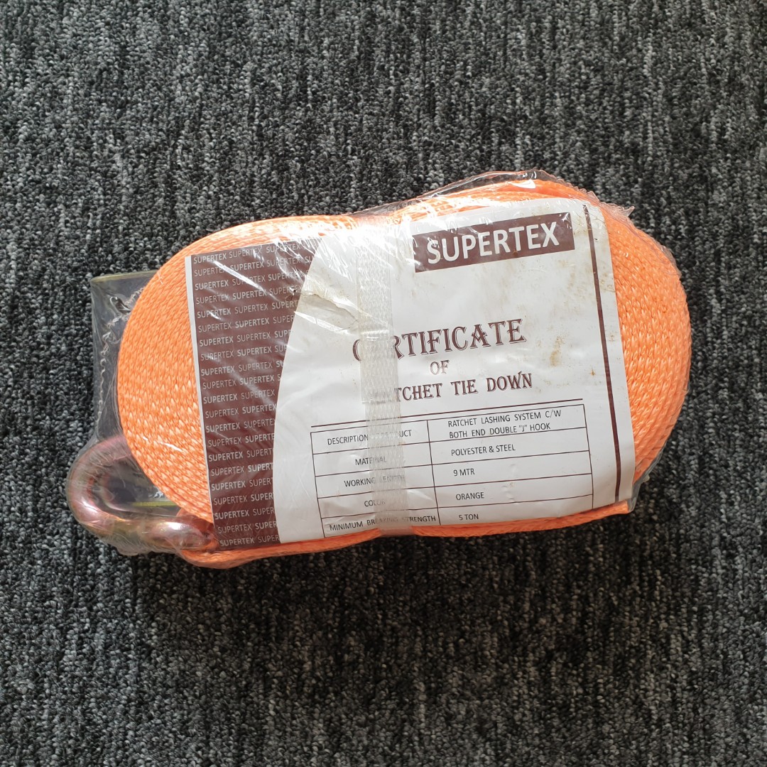 Supertex Ratchet Lashing System C/W Both End Double "J" Hook (Length 9m ...