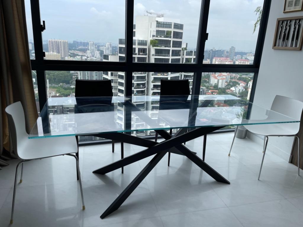 8 seater glass top dining table FS, Furniture & Home Living, Furniture ...
