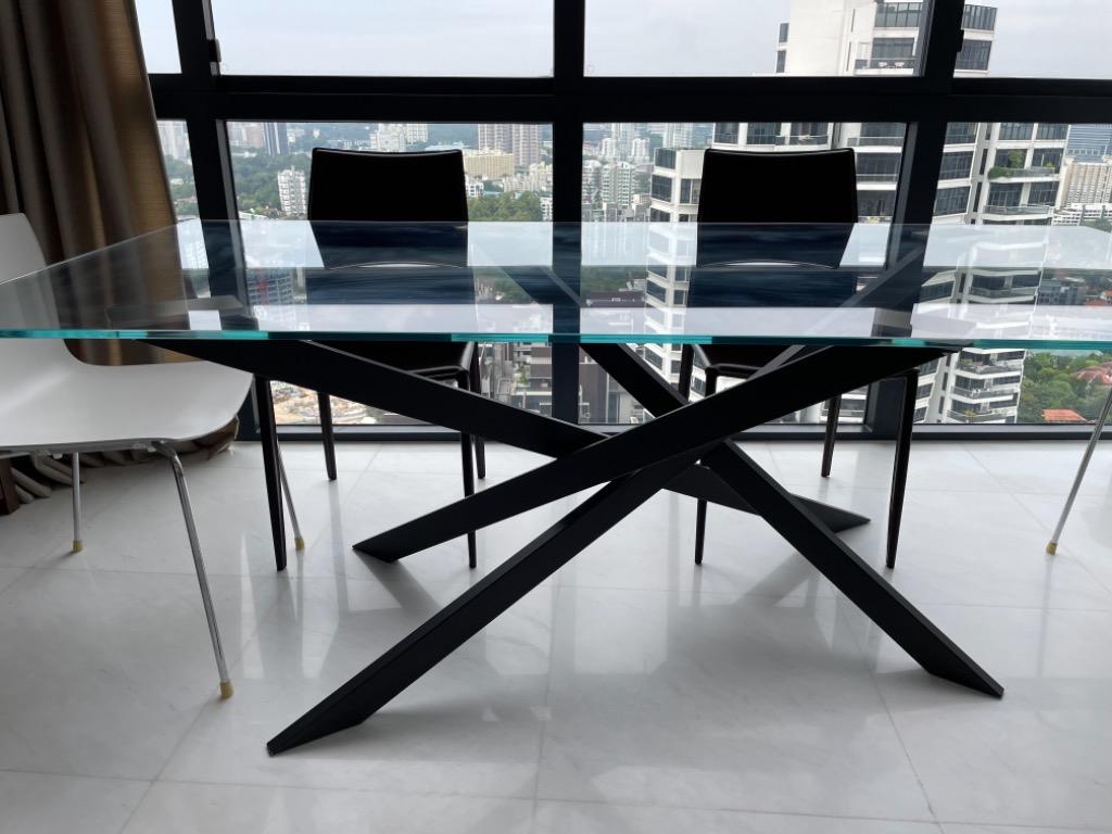 8 seater glass top dining table FS, Furniture & Home Living, Furniture ...