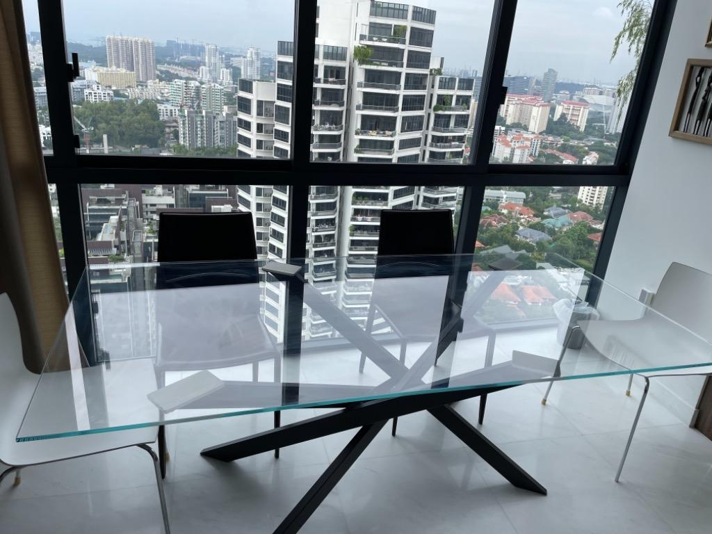 8 seater glass top dining table FS, Furniture & Home Living, Furniture ...