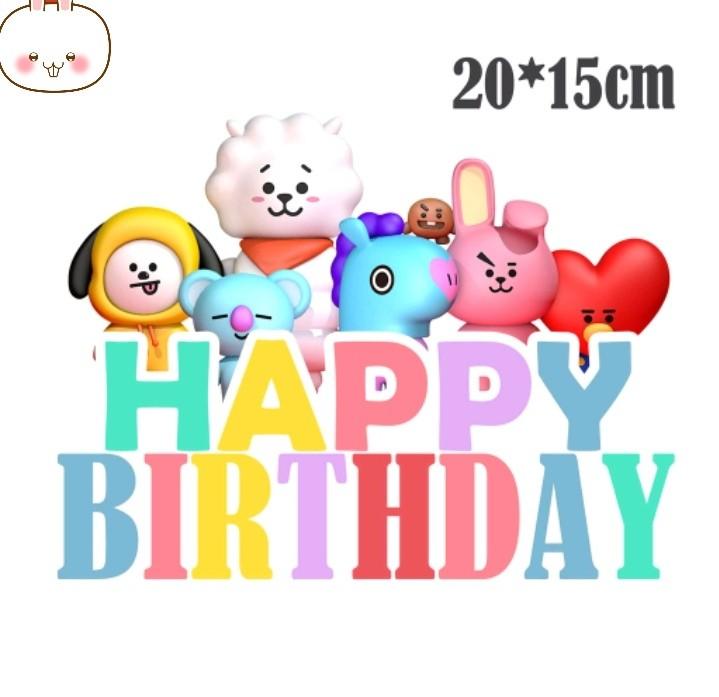 BTS HAPPY BIRTHDAY BANNER, BALLOON, CAKE TOPPER, CUPCAKE TOPPER ...