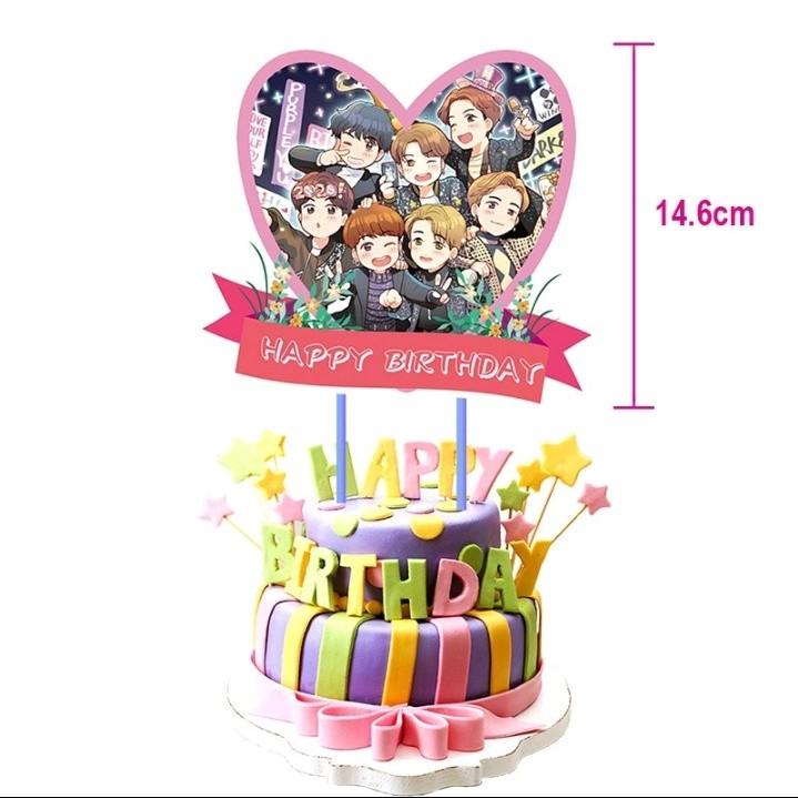 BTS HAPPY BIRTHDAY BANNER, BALLOON, CAKE TOPPER, CUPCAKE TOPPER ...