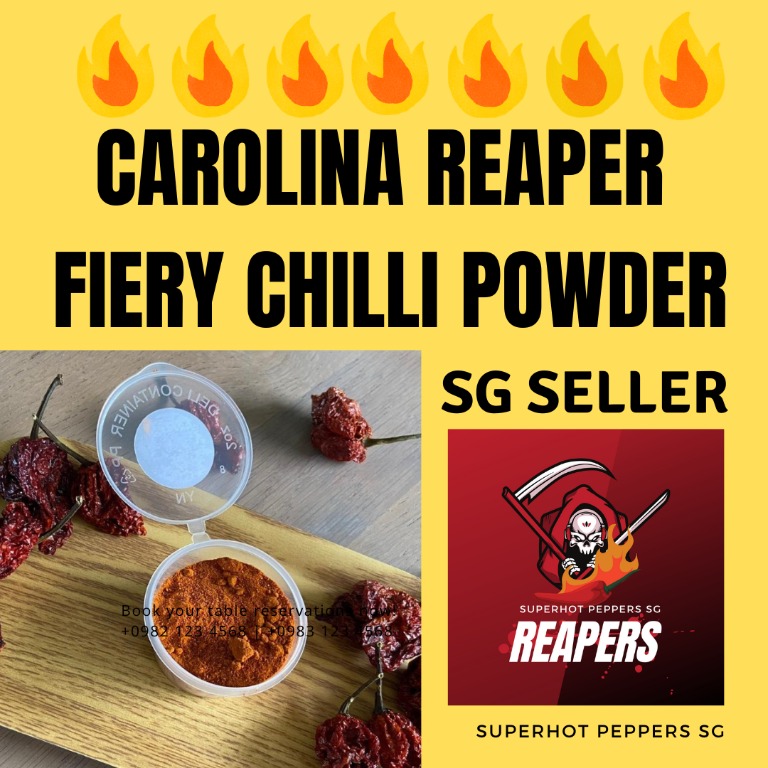 Carolina Reaper powdered pepper (Hottest chilli 10 grams ), Food ...