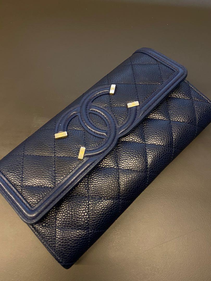 Chanel navy blue long wallet, Women's Fashion, Bags & Wallets, Wallets ...
