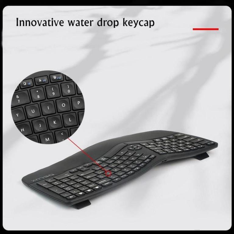 Delux GM902 Wireless Bluetooth Curve Shape Keyboard with 104 Keys ...