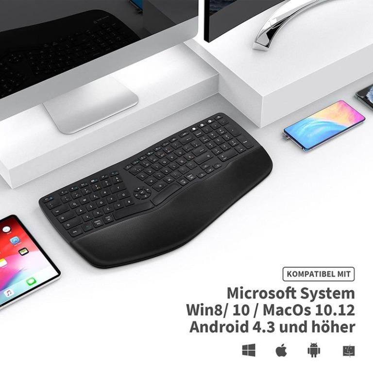 Delux GM902 Wireless Bluetooth Curve Shape Keyboard with 104 Keys ...