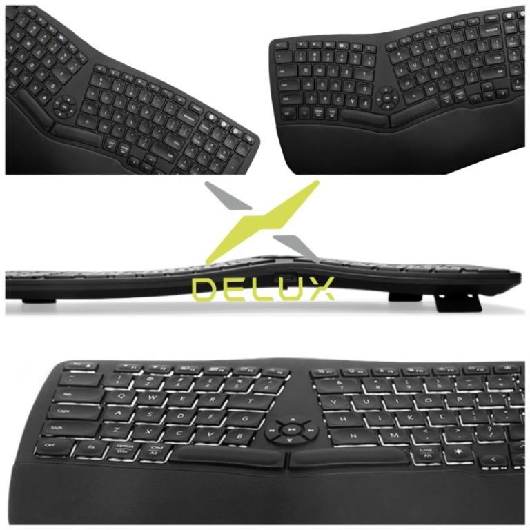 Delux GM902 Wireless Bluetooth Curve Shape Keyboard with 104 Keys ...