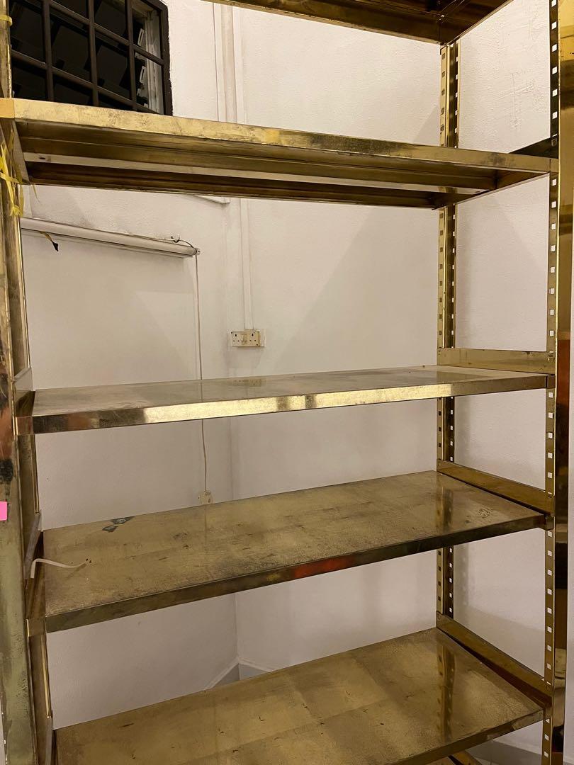 HEAVY DUTY GOLD COLORED METAL RACK, Furniture & Home Living, Furniture ...