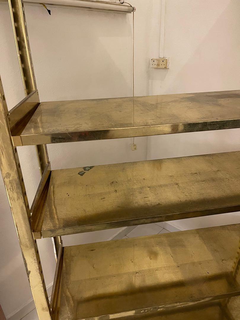 HEAVY DUTY GOLD COLORED METAL RACK, Furniture & Home Living, Furniture ...