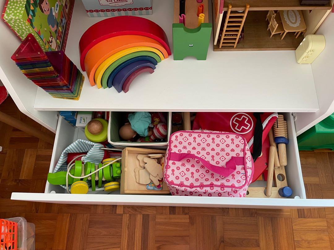 Ikea BERGIG book display with storage, only used 3 mnths, Babies & Kids ...