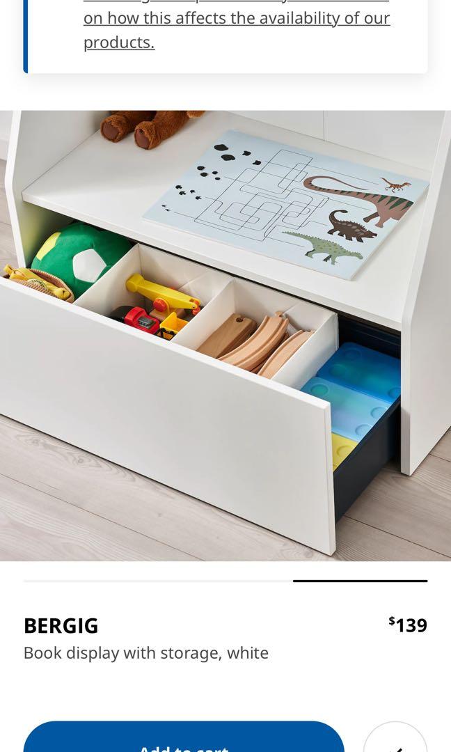 Ikea BERGIG book display with storage, only used 3 mnths, Babies & Kids ...