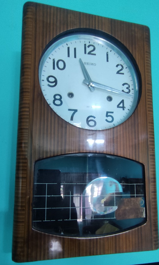 Jam Antik Dinding Seiko Putar 2 Lubang, Antik, Jam & Perhiasan di Carousell