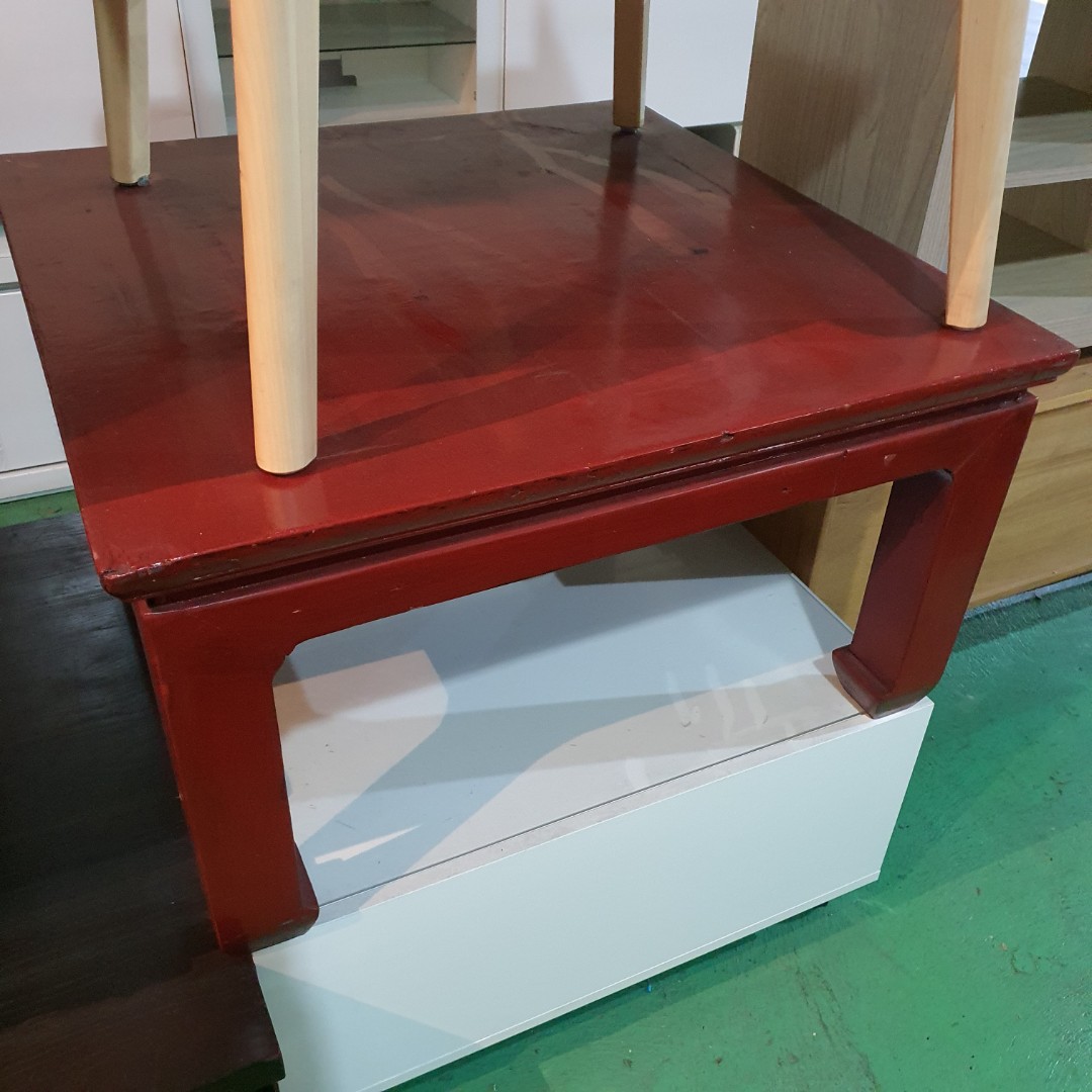 Chinese Oriental Red Square Coffee Table, Furniture & Home Living ...