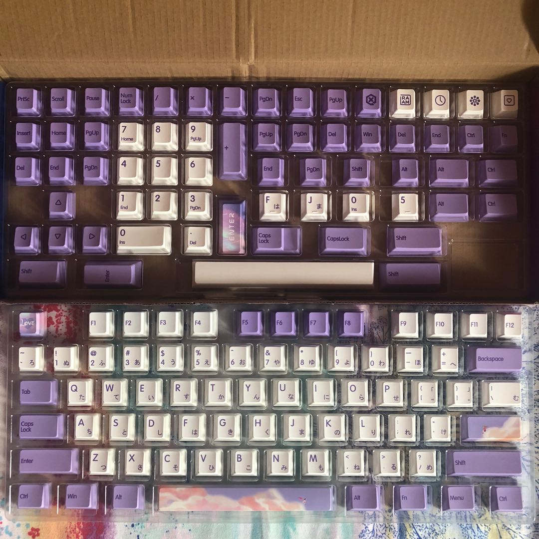 Purple and White Cloud Kawaii Aesthetic Keycaps Set for Mechanical ...