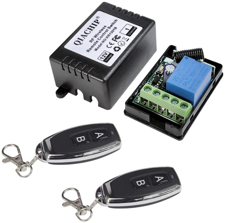 QIACHIP Universal Wireless Relay Module 12V 1CH Remote Control Light ...