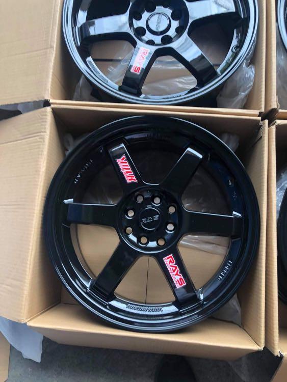 17” TE37 Rays code 6018 Black 4Holes pcd 100-114 Bnew, Car Parts ...